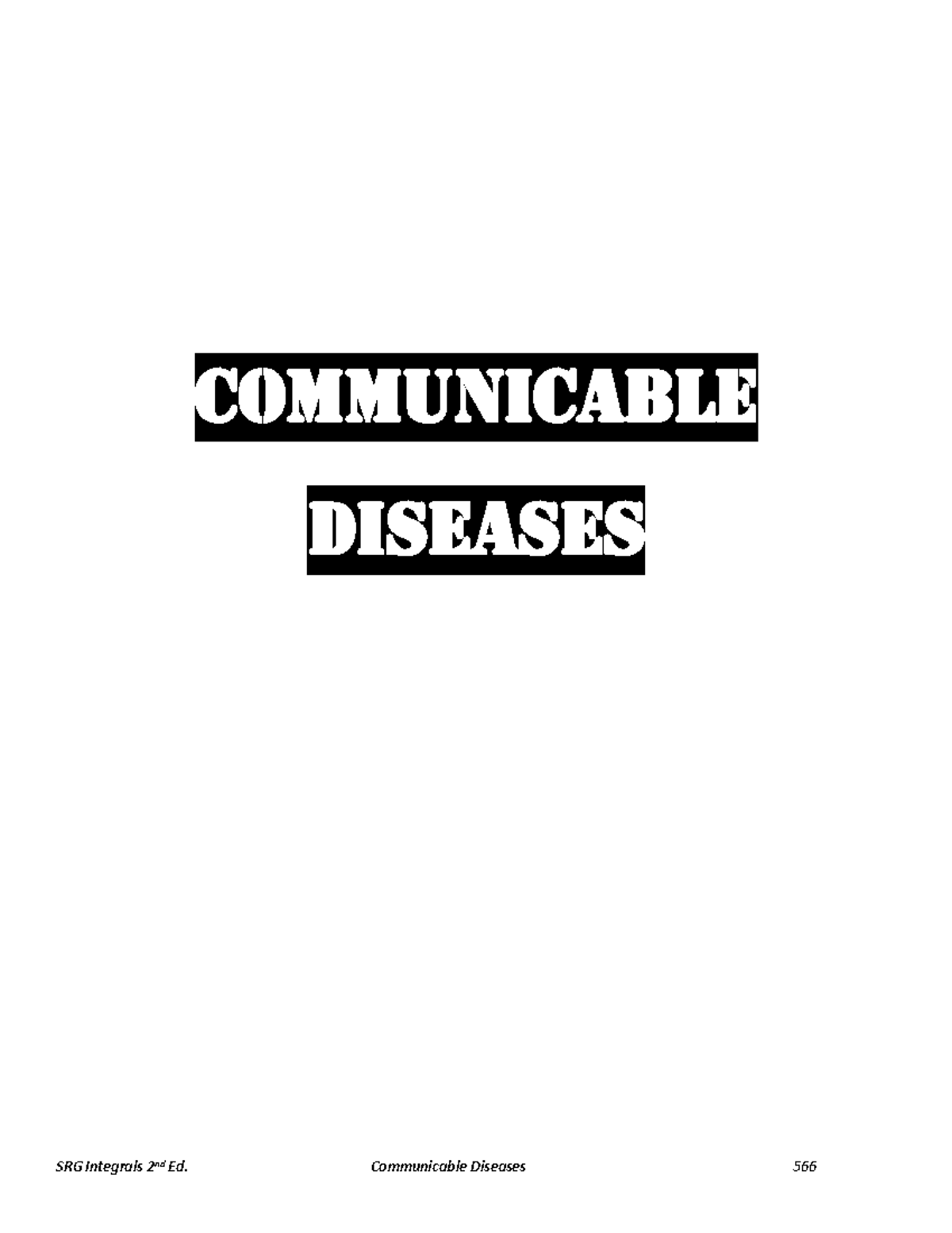 Communicable Diseases Overview and Key Concepts (Course 566) - Studocu