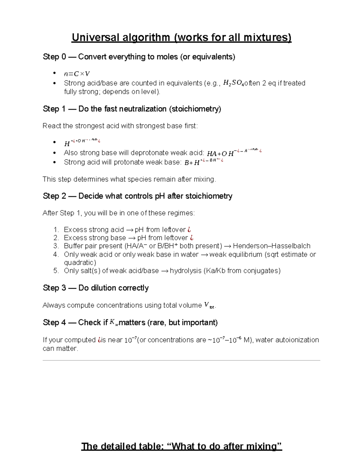 Mixing Acid-Base Reactions: A Universal Algorithm Guide - Studocu