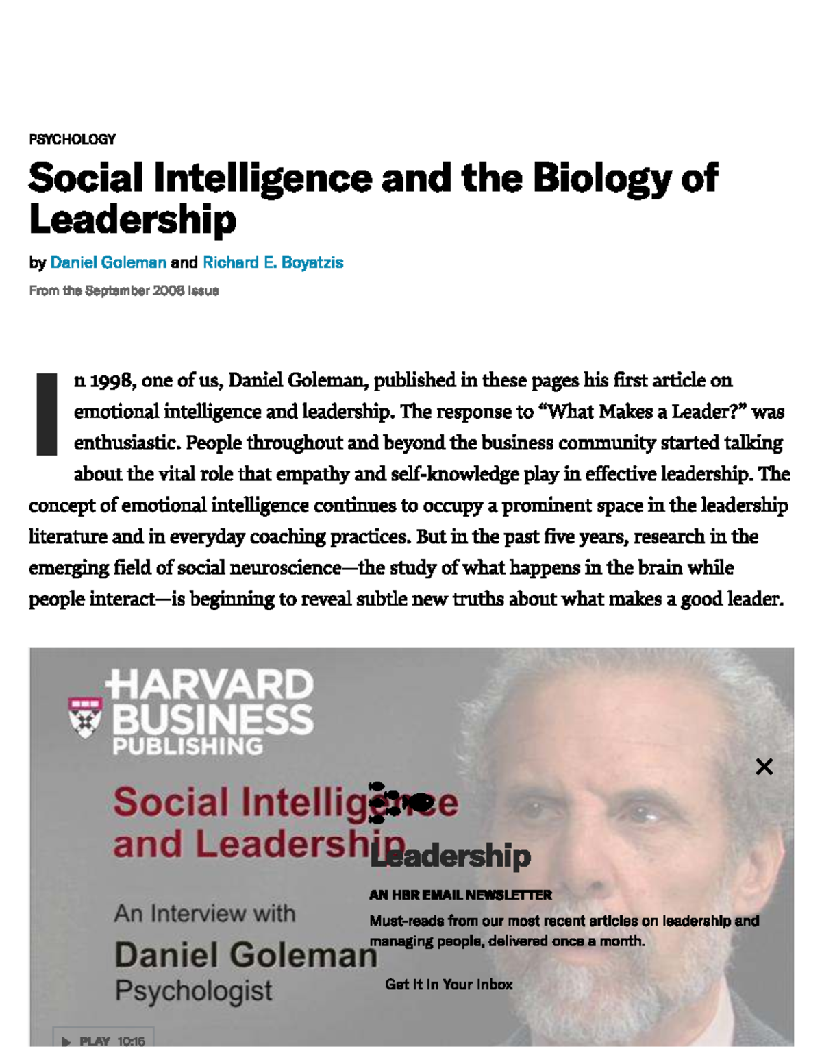 PSY 101: Social Intelligence and Leadership Biology Analysis - Studocu