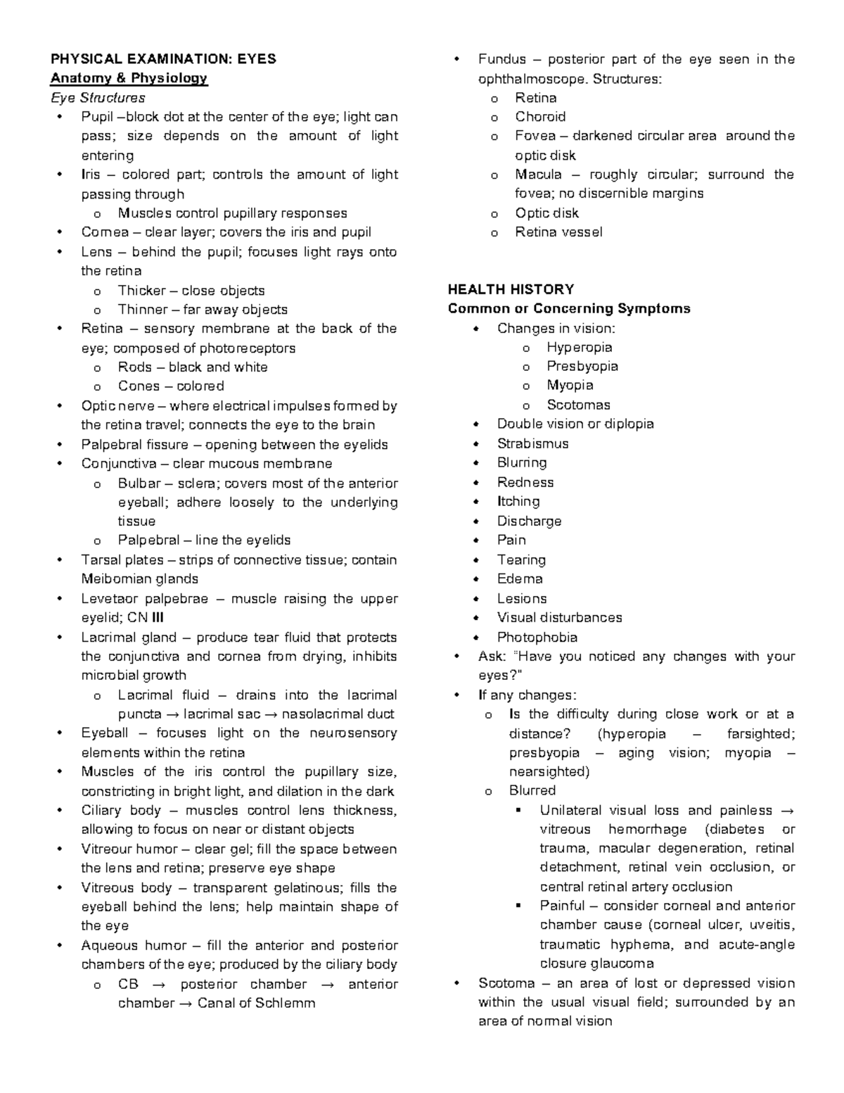 Physical- Examination-EYES - PHYSICAL EXAMINATION: EYES Anatomy ...