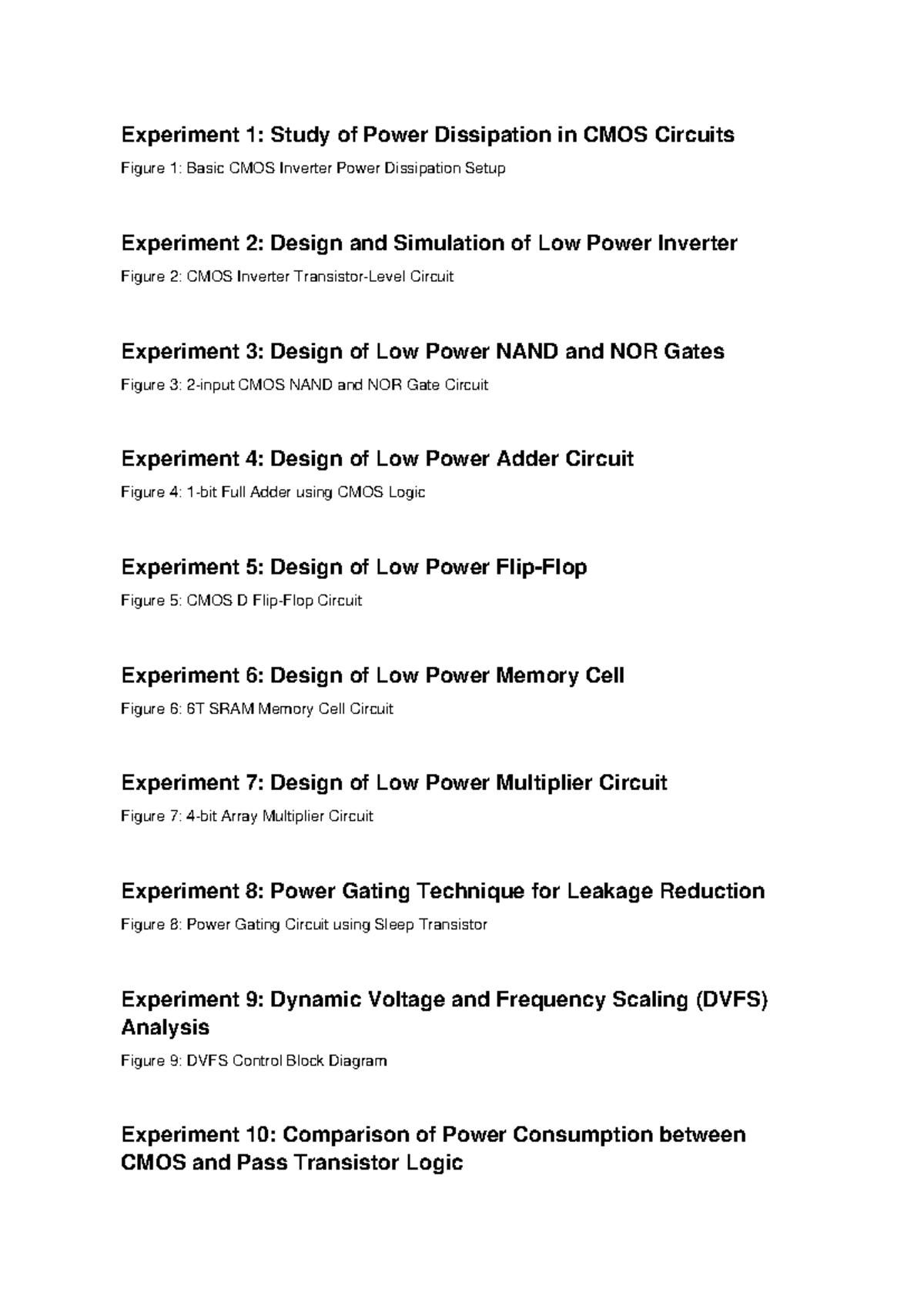 CEC370 Low Power IC Design Lab Manual: Experiments & Diagrams - Studocu