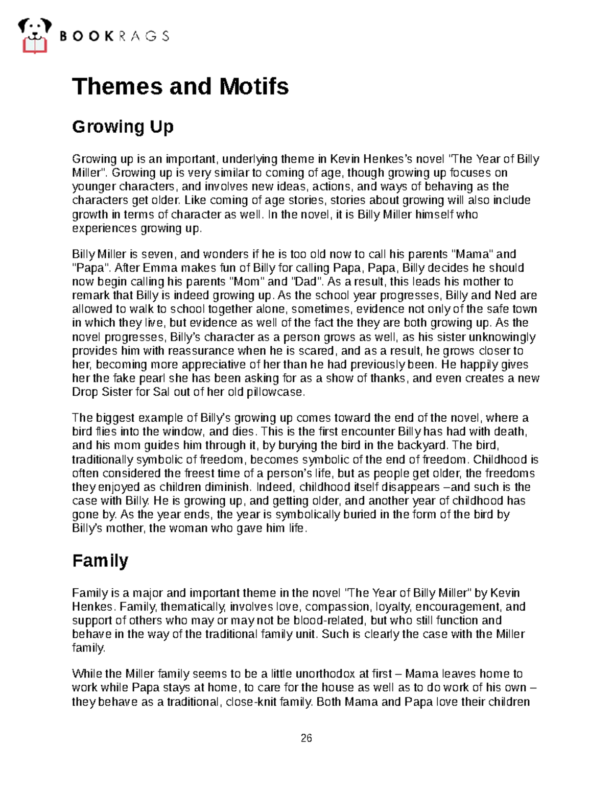 The Year of Billy Miller Study Guide: Themes of Growth and Family - Studocu