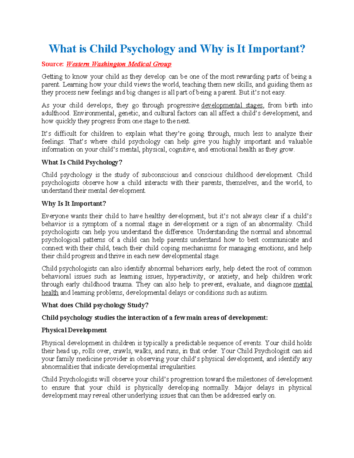 What is Child Psychology and Why is It Important - Learning how your ...