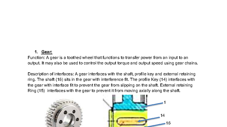 MA3001 CA1: Gear and Mechanical Component Interfaces Explained - Studocu