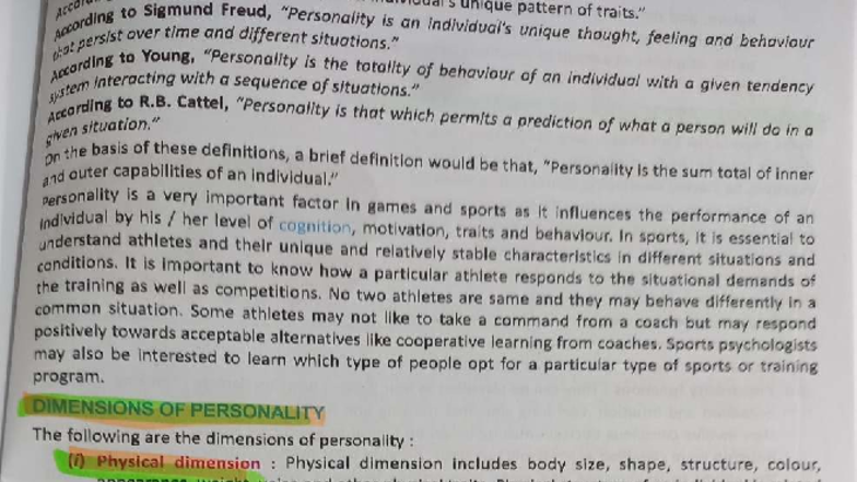 Unit 9 - Personality Dimensions in Sports Psychology - Studocu