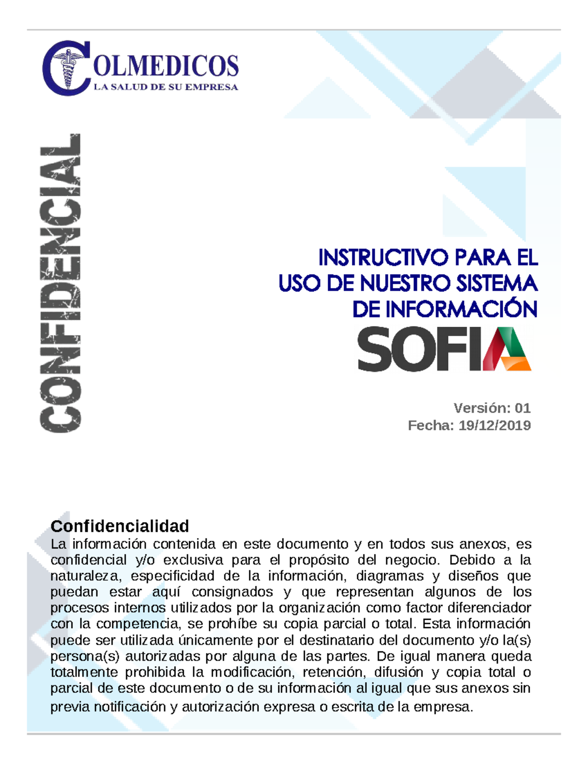 Instructivo del Sistema de Información Sofia - Versión 01 (Confidencial) - Studocu