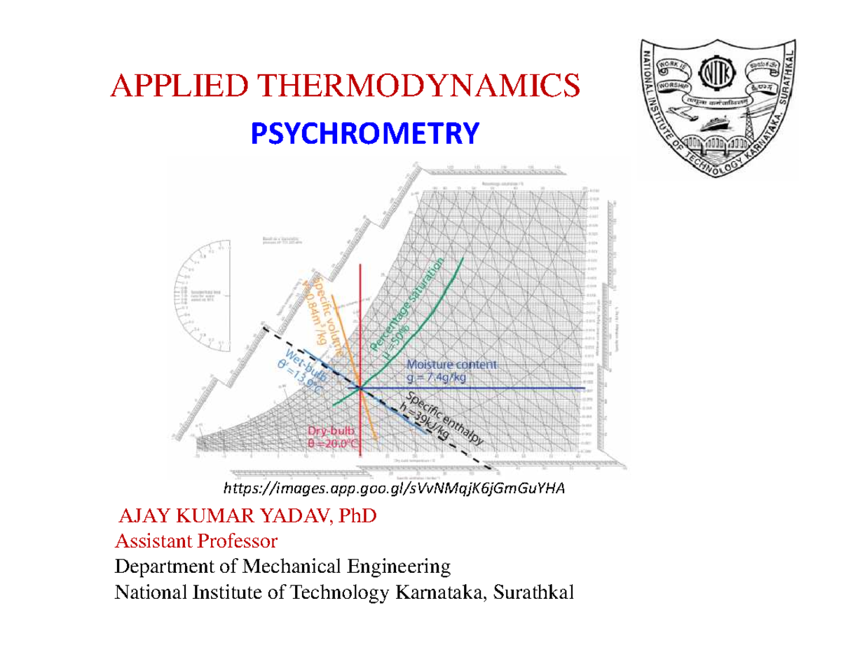 Applied Thermodynamics - Psychrometry Lecture Notes (1-10) - Studocu