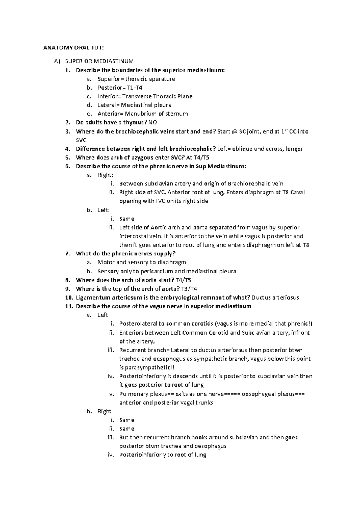 Anatomy Oral Tut pdf - CARDIO ORAL TUTORIAL - ANATOMY ORAL TUT: A ...