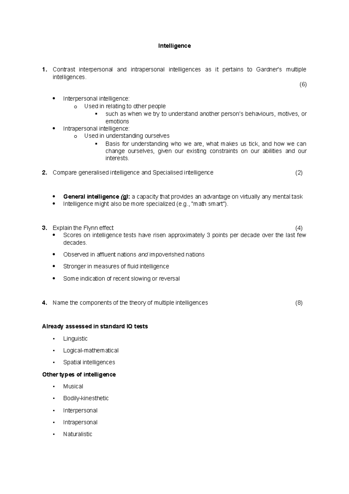 Tutorial Memo - Intelligence: Interpersonal vs. Intrapersonal ...