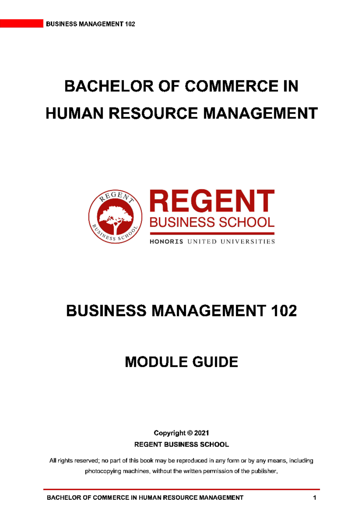Business Management Module Guide - BACHELOR OF COMMERCE IN HUMAN ...