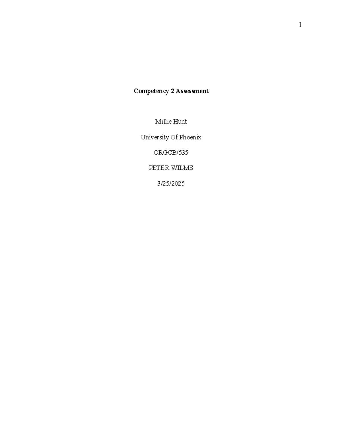 2 comp2 - comp assessment 2 - Competency 2 Assessment Millie Hunt ...