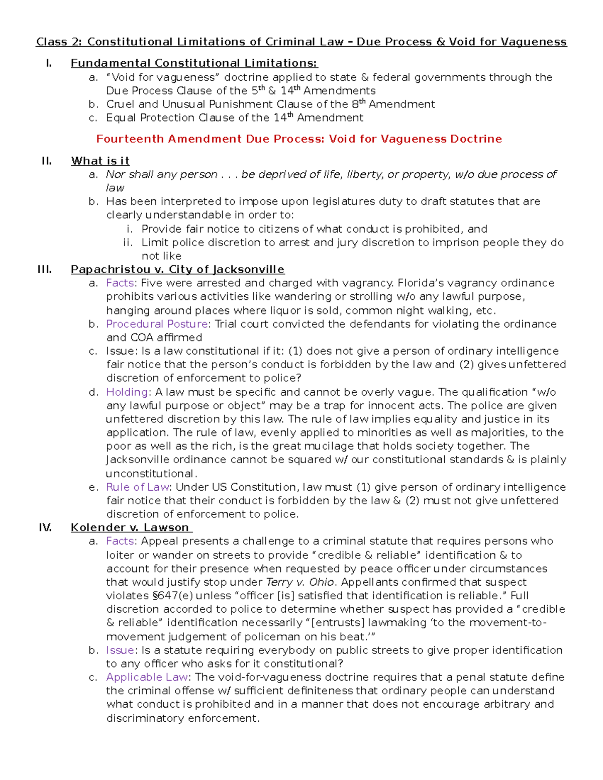 Constitutional Limitations of Criminal Law – Due Process & Void for ...