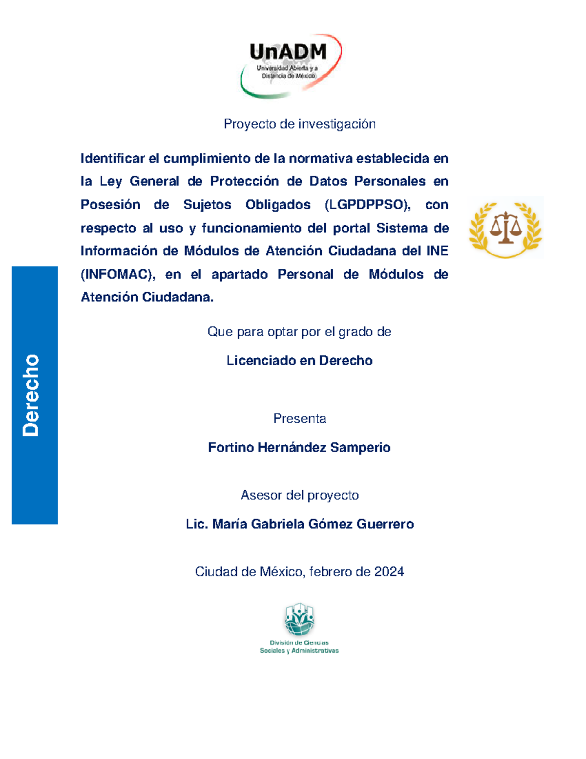 Propuesta de Intervención sobre la LGPDPPSO en el Portal INFOMAC - PI ...