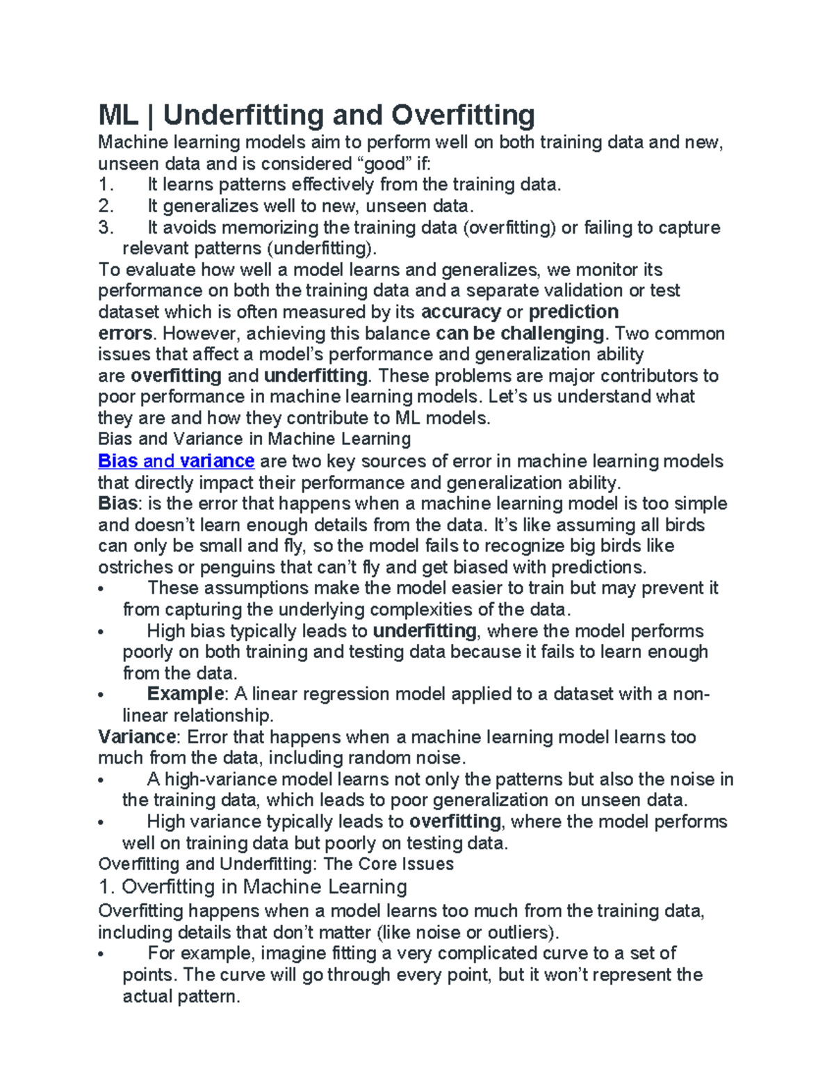 ML Underfitting and Overfitting: Understanding Core Issues and ...