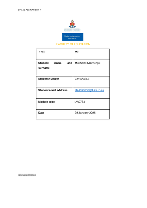 Assignment 2 and rubric 2023 - CDD 733/ Assignment 2 Understanding a need/problem/opportunity ...