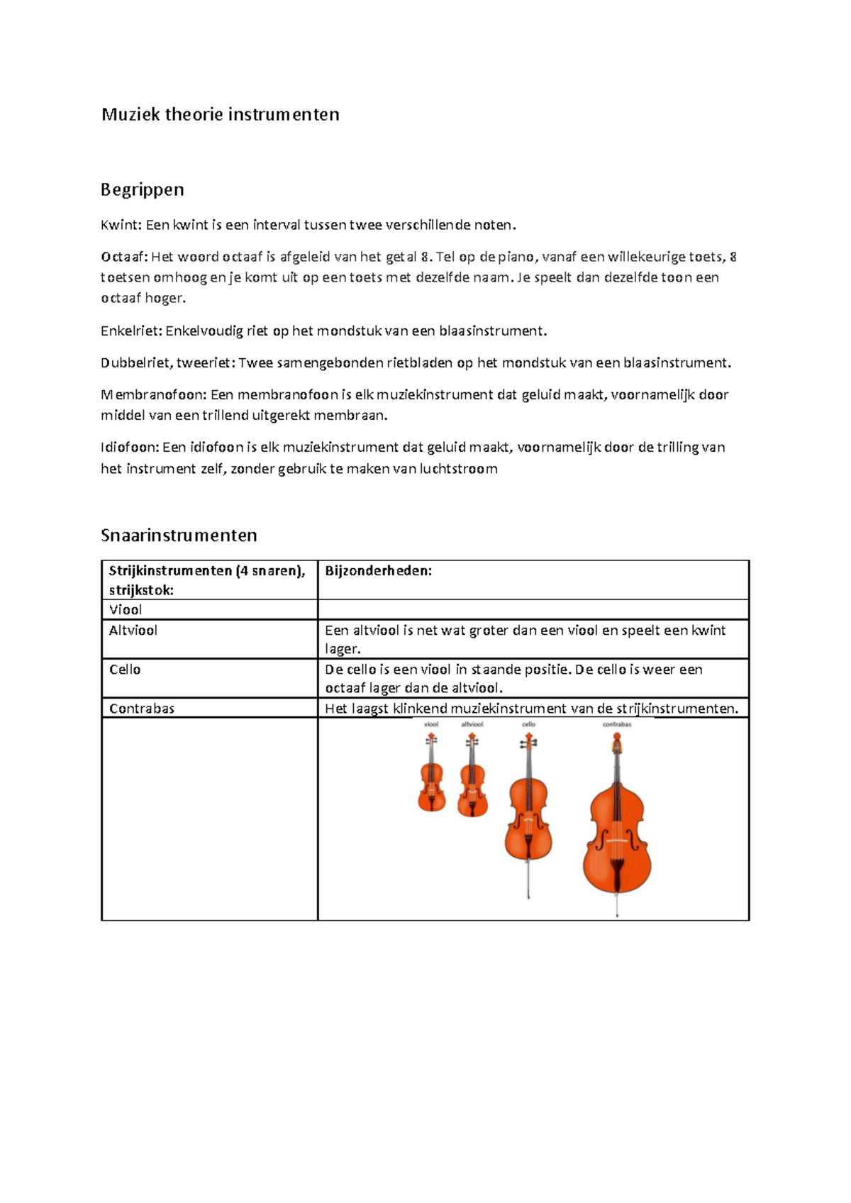 Muziektheorie: Instrumenten en Muziekgroepen (MZK101) - Studeersnel