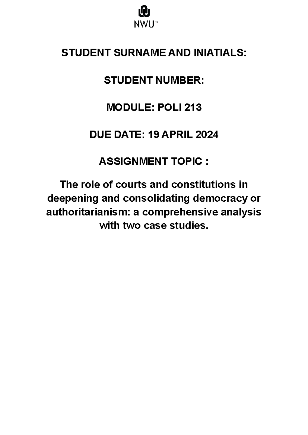 POLI 213 - Courts and Constitutions: Democracy vs. Authoritarianism ...