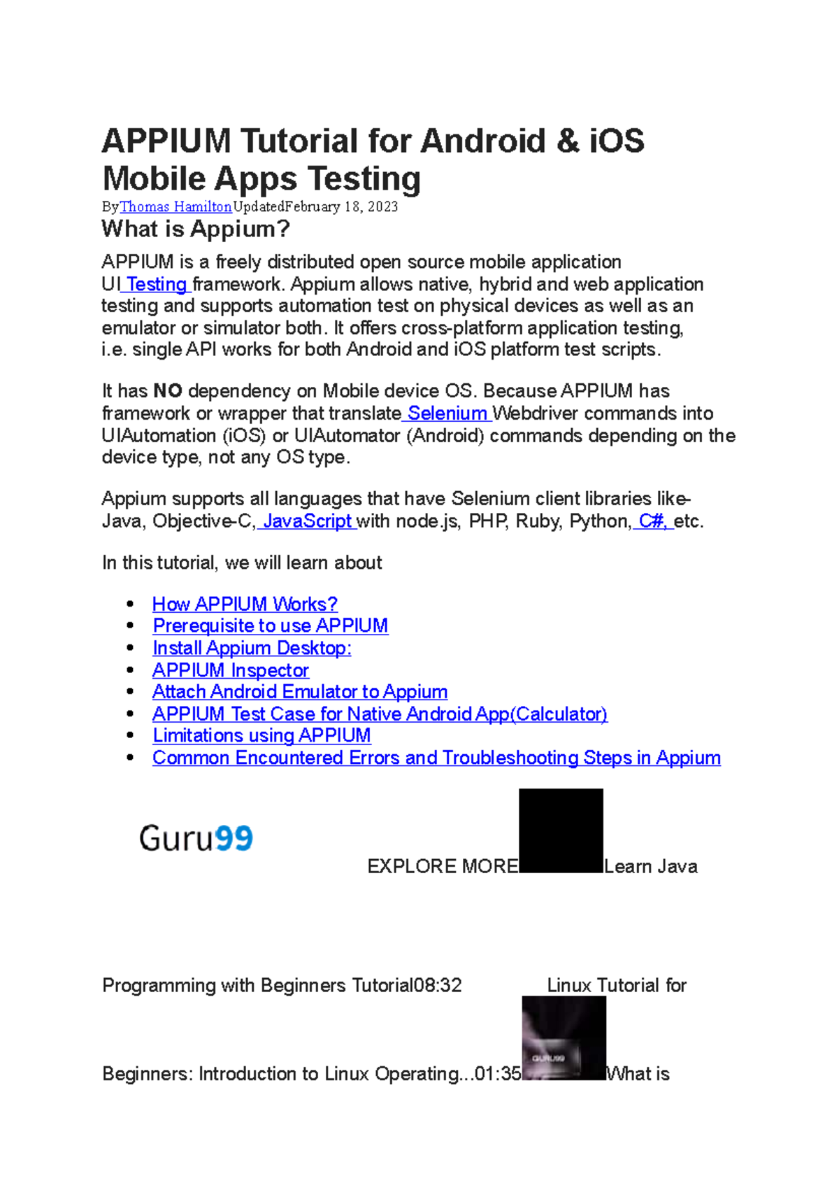 Appium Tutorial for Android - APPIUM Tutorial for Android & iOS Mobile ...