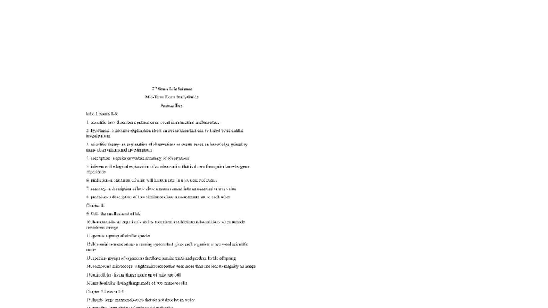 7th Grade Life Science Final Exam Study Guide Answer Key - Studocu