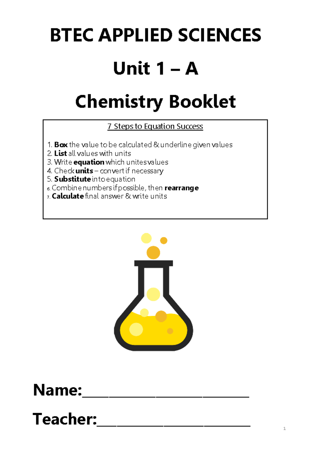 BTEC Unit A – Final Exam Chemistry Booklet - Studocu