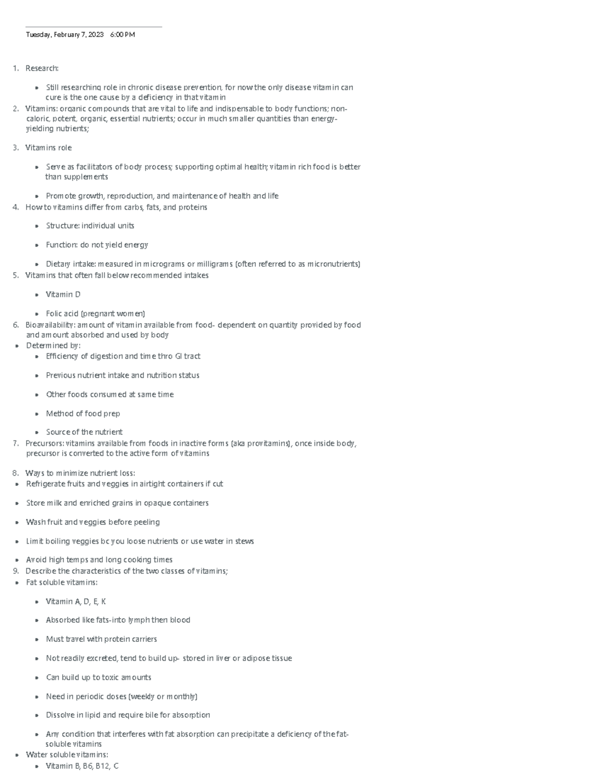 Binder 1 - Final exam notes on vitamins and minerals in nutrition - Studocu