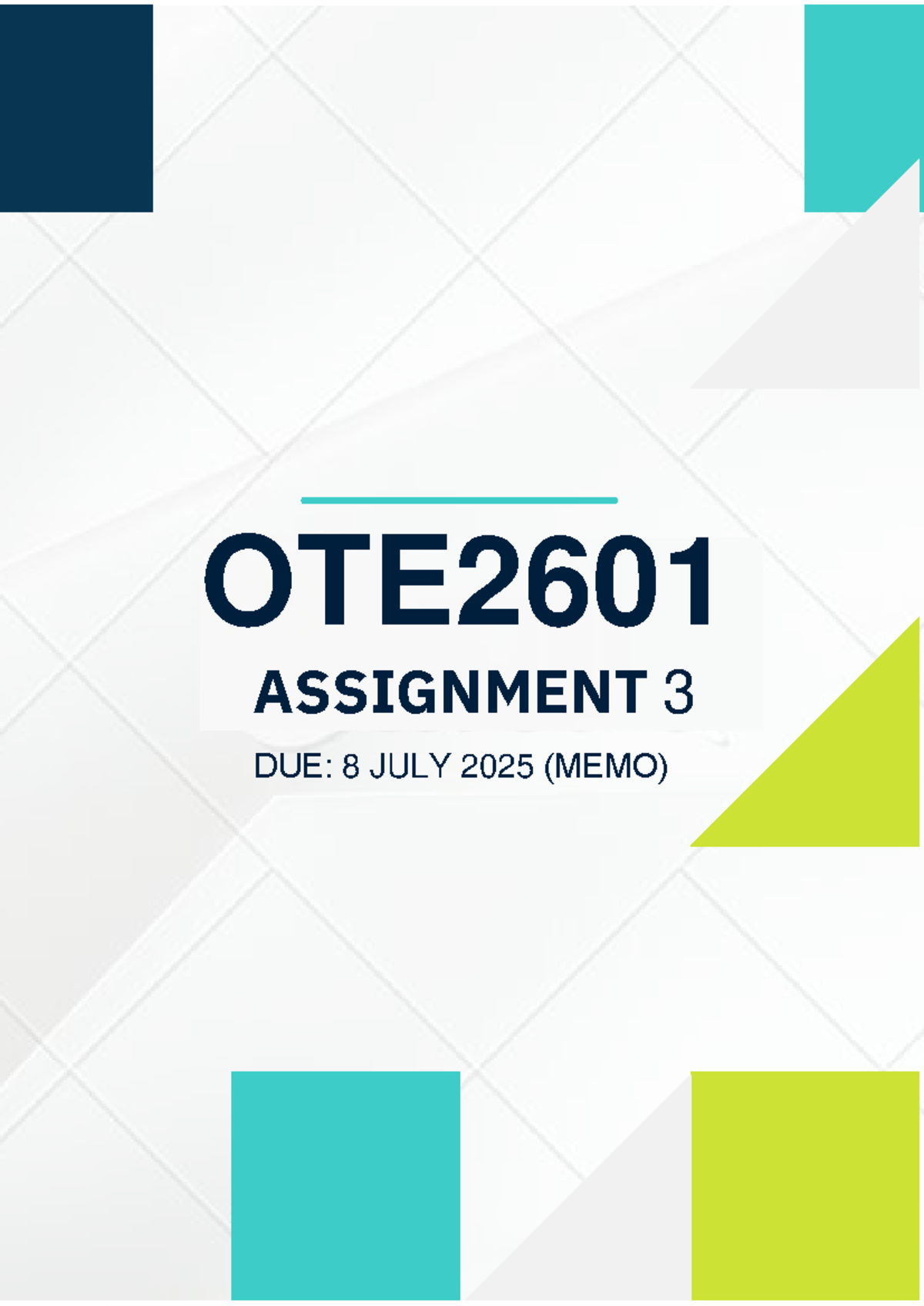 OTE2601 Assignment 3 2025: Comparison of Stokvel Accounts (Memo) - Studocu