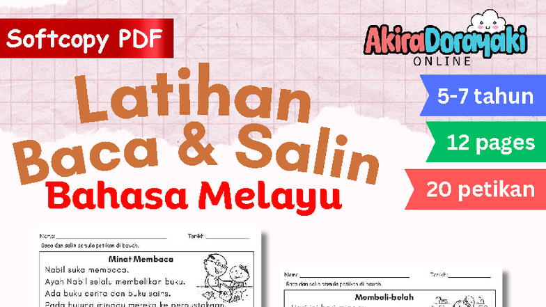 05 Latihan Baca & Salin - worksheet - Boleh dicetak/print sebanyak ...