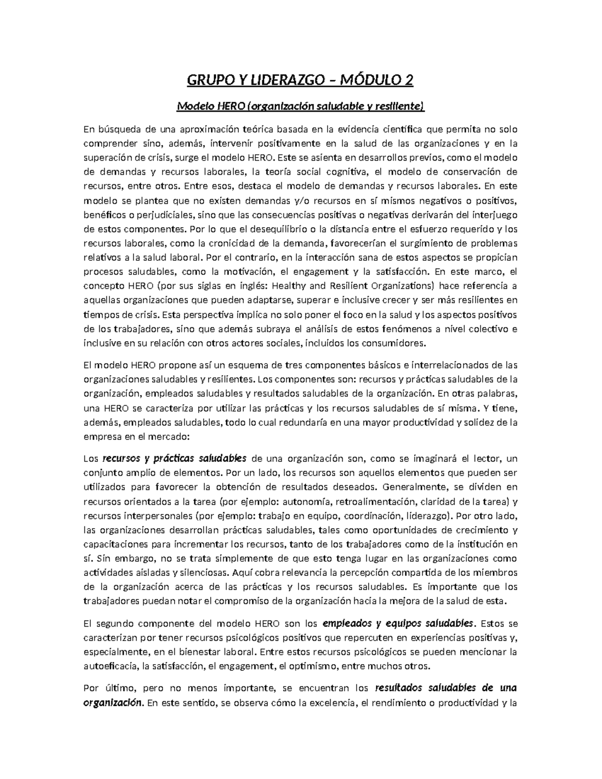Grupo Y Liderazgo - Módulo 2 - GRUPO Y LIDERAZGO – MÓDULO 2 Modelo HERO ...