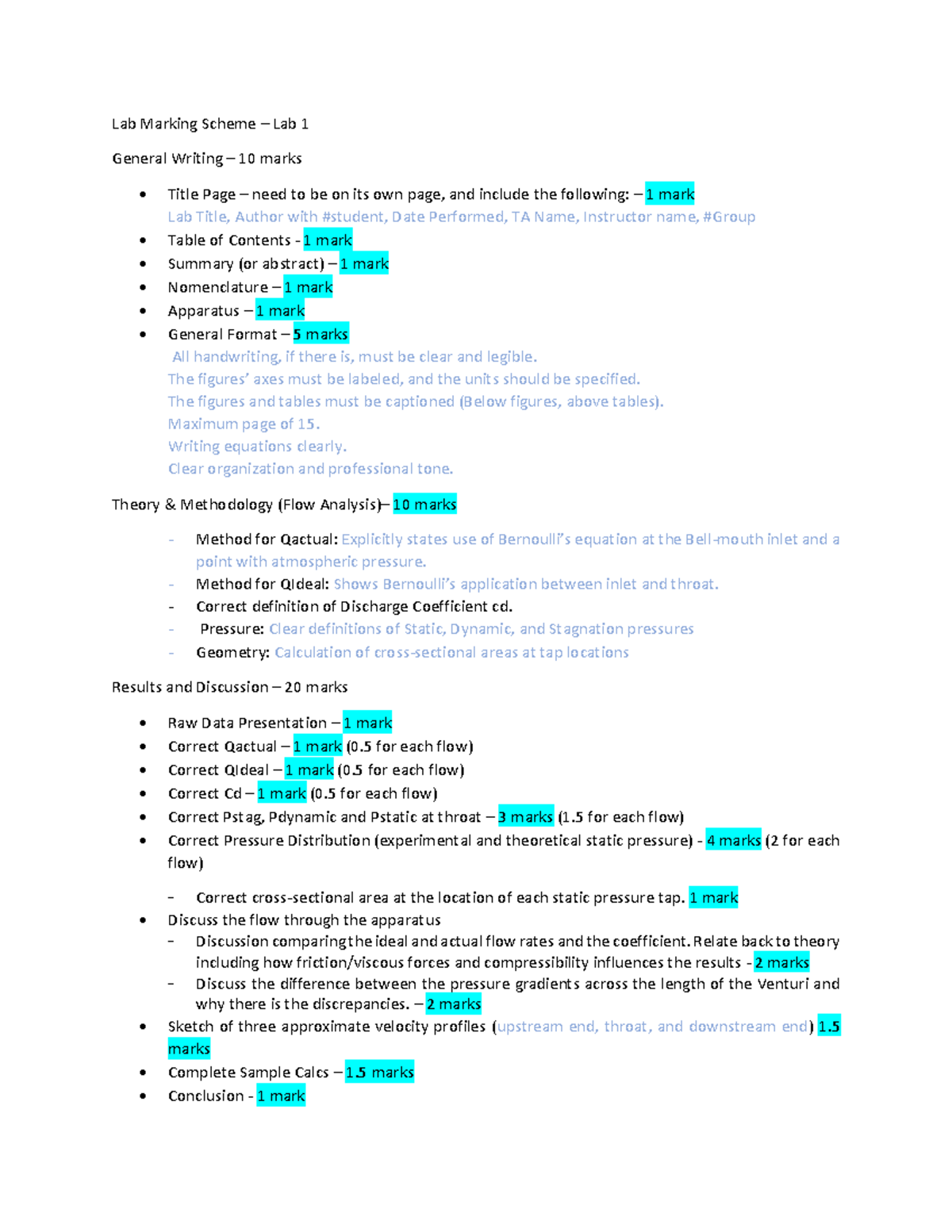 Marking Scheme for Lab 1: General Writing Guidelines (10 Marks) - Studocu