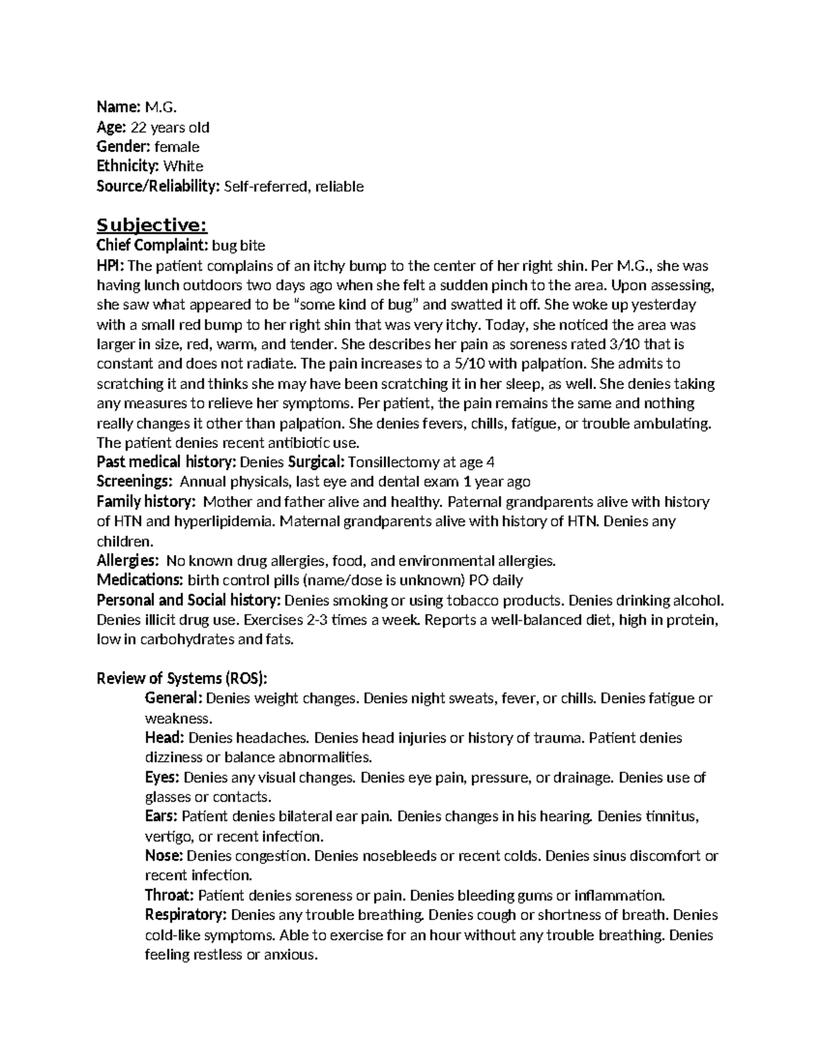 806 SOAP 5 Cellulitis Case Study & Treatment Plan - Studocu