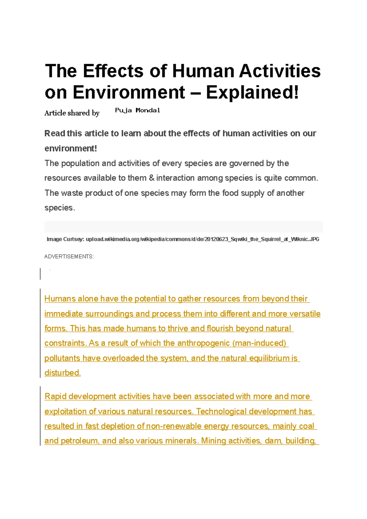 The Impact of Human Activities on the Environment: A Study Guide - Studocu