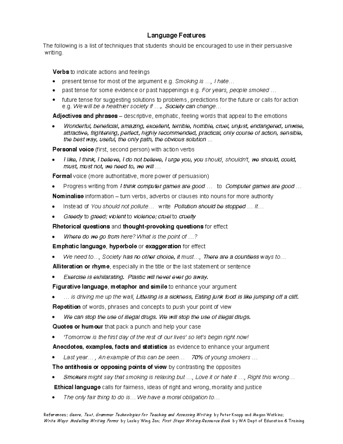 Languagefeatures - Language features - References: Genre, Text, Grammar ...