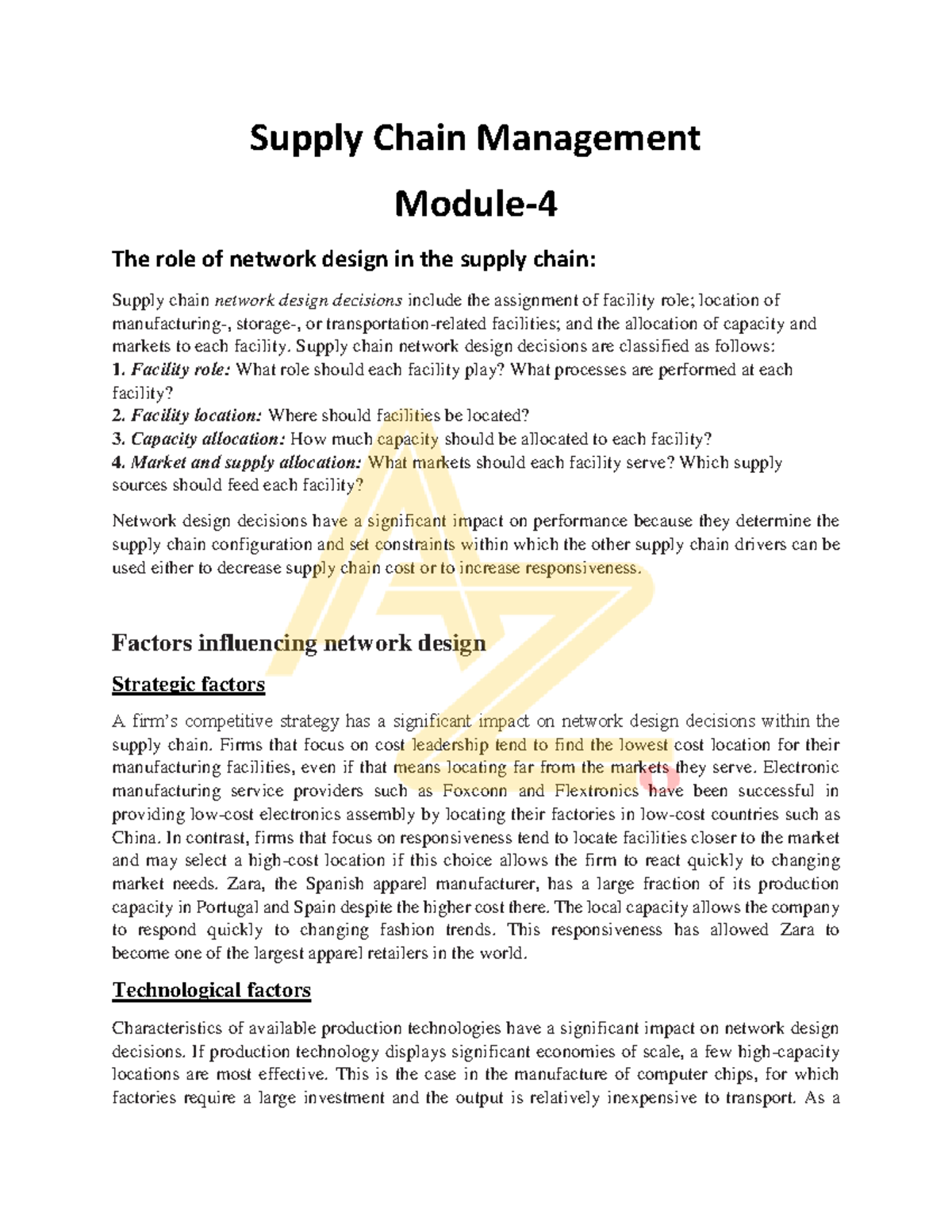 SCM Mod4@Az Documents - Supply Chain Management Module- The role of ...
