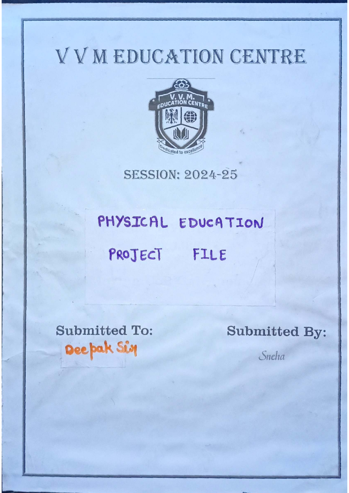 Physical Education Project File - Class XII (VV M) - Studocu