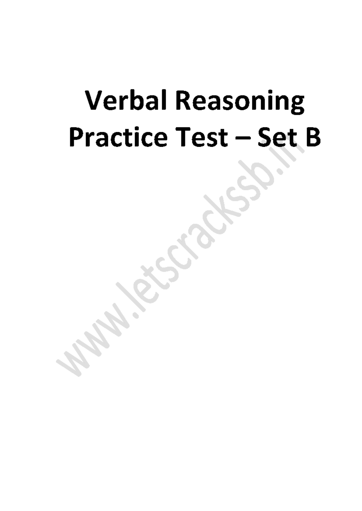 Verbal Reasoning Practice Test Set B - Coding and Decoding Questions ...
