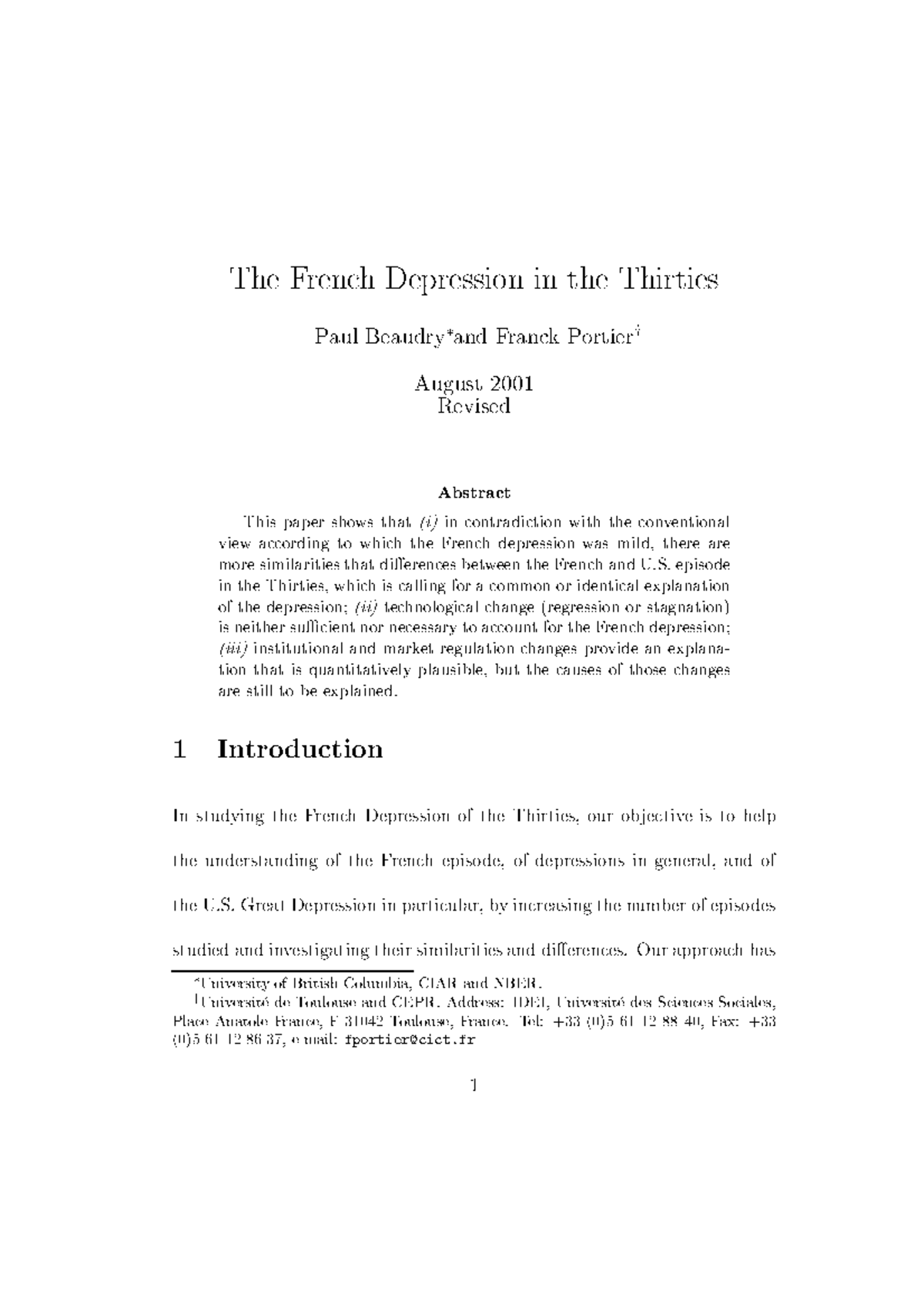 The French Depression of the 1930s: A Comparative Analysis with the U.S ...