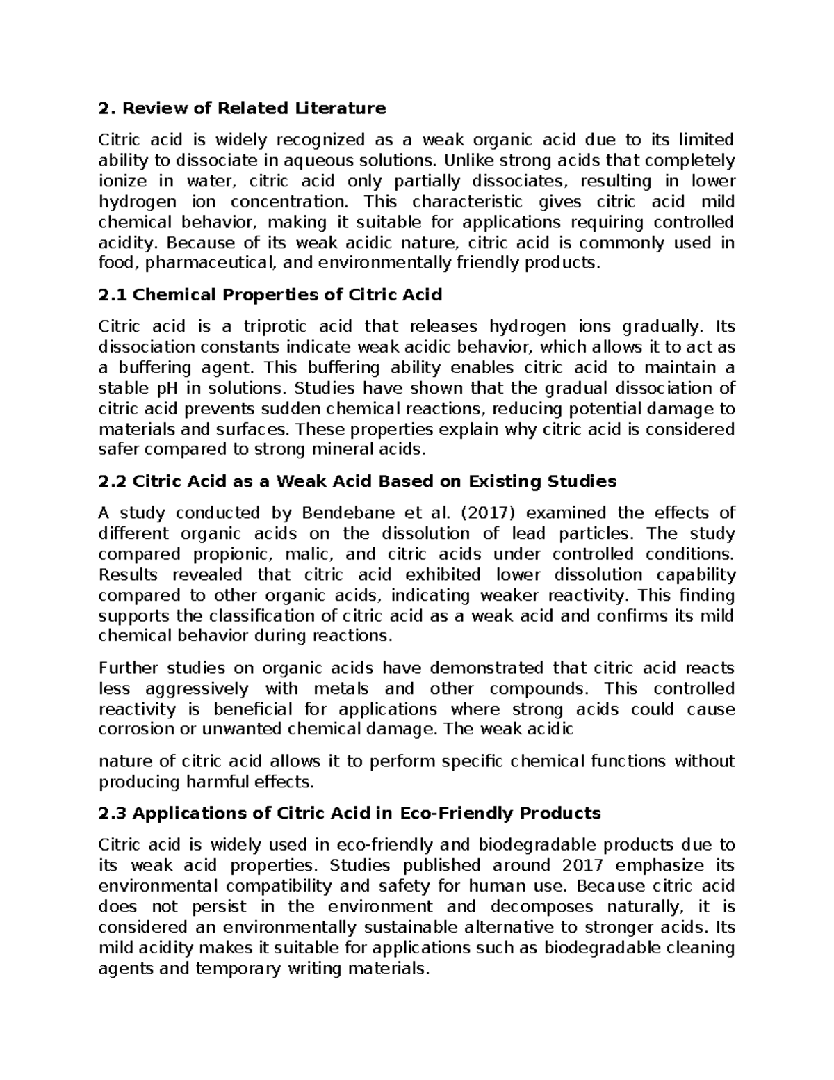 Review of Related Literature on Citric Acid Properties and Applications ...