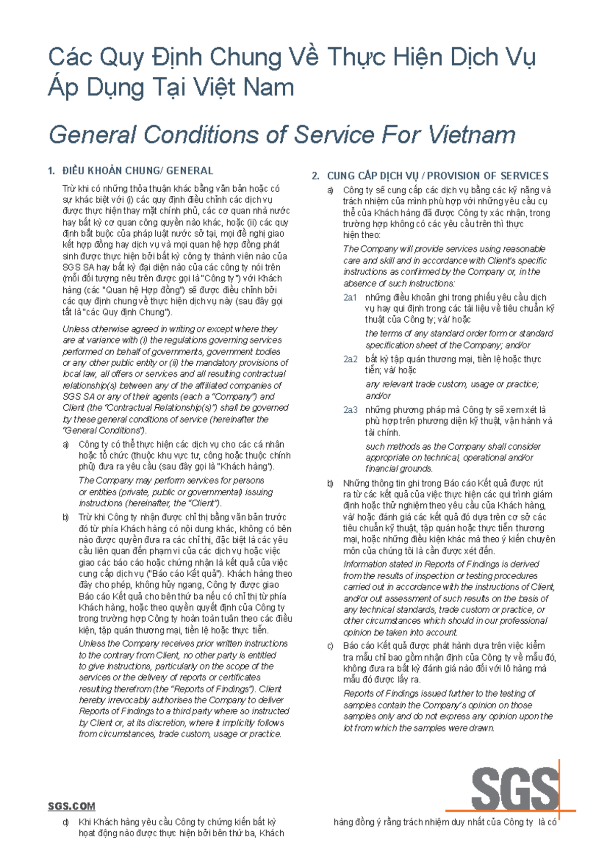 General Conditions of Service for Vietnam EN - Các Quy Định Chung Về ...