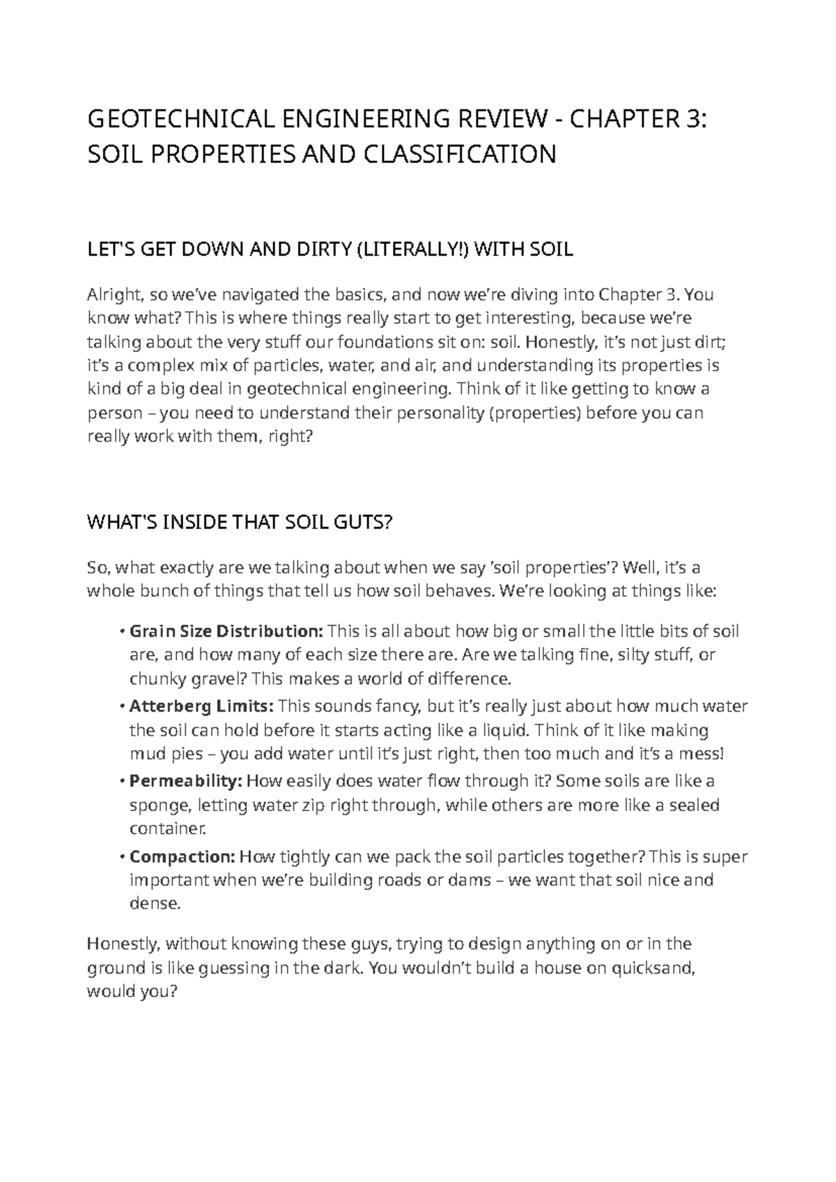 GEOTECH 101: Review of Soil Properties & Classification in Chapter 3 - Studocu