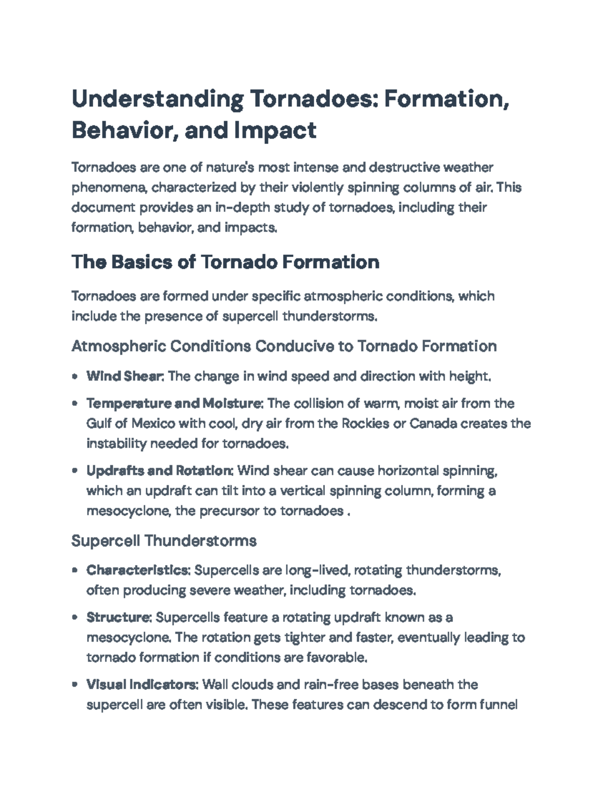 Understanding Tornadoes: Formation, Behavior, and Impact Analysis ...