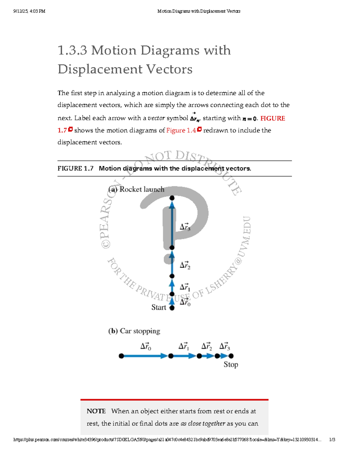 Motion Diagrams with Displacement Vectors - PHYS101 - Studocu