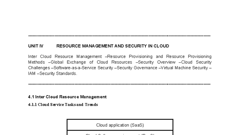 Final Unit 4: Resource Management & Security in Cloud Computing - Studocu