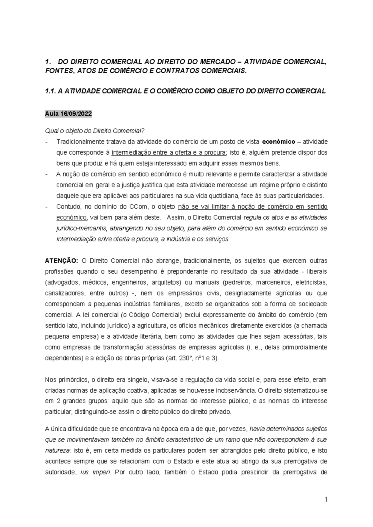 Comercial Desgravada - Mmmmmmmm - 1. DO DIREITO COMERCIAL AO DIREITO DO ...