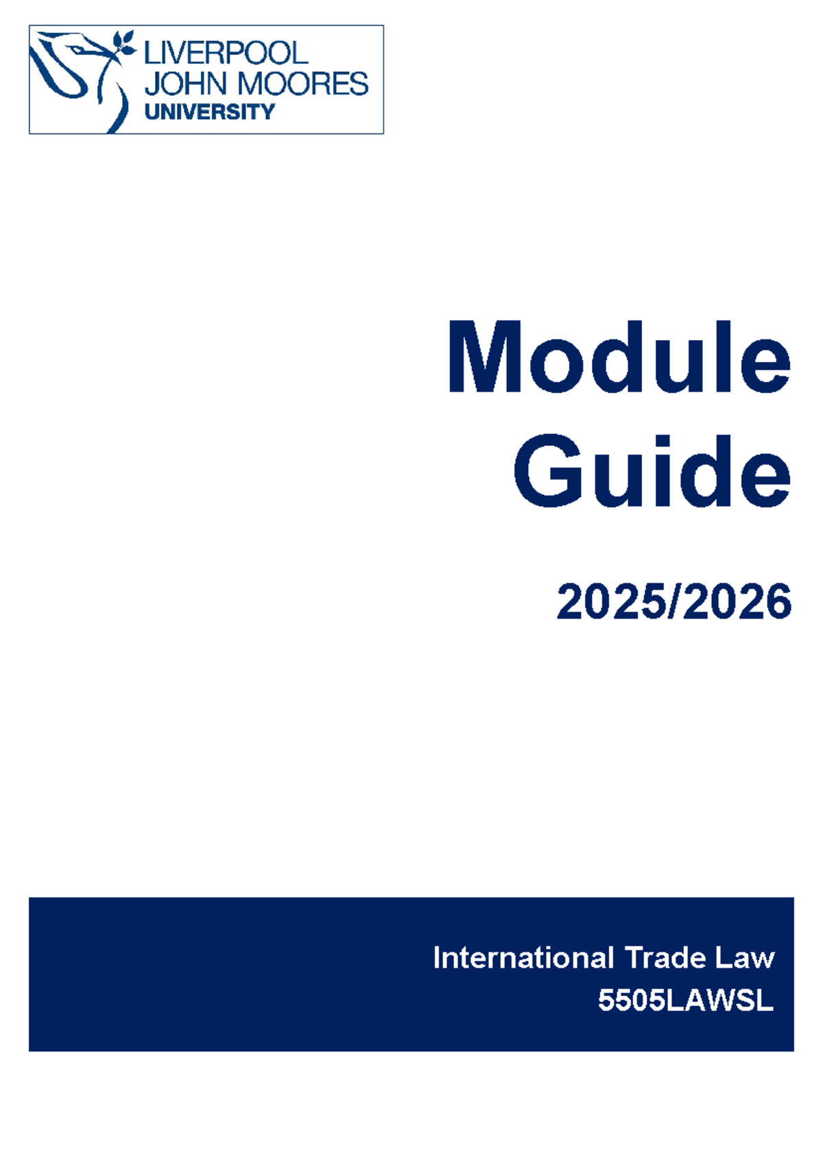 LLB 5505LAWSL International Trade Law Module Guide 2025-2026 - Studocu