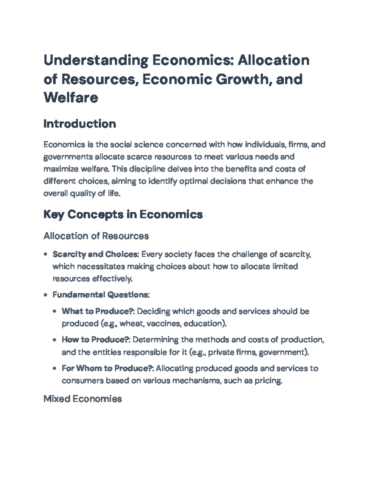 Understanding Economics: Resource Allocation and Welfare Insights ...