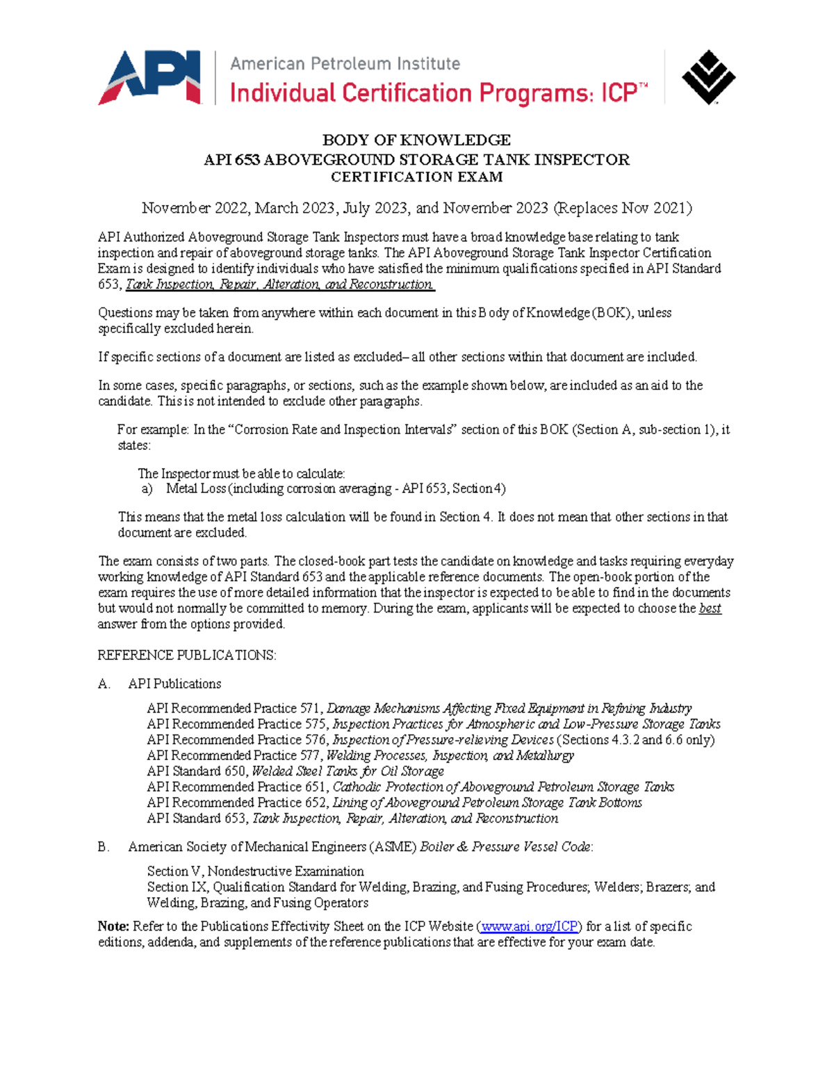 653 BOK Nov 2022-Nov 2023 final 20230608 - BODY OF KNOWLEDGE API 653 ...
