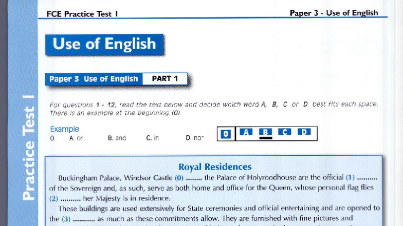 FCE Paper 3 Use of English Practice Test I - Studocu