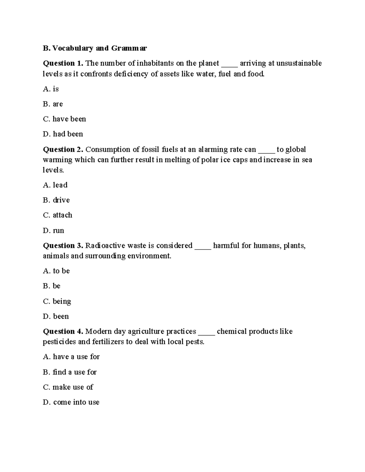 Ôn tập Unit 9 - Vocabulary, Grammar, and Reading Practice - Studocu
