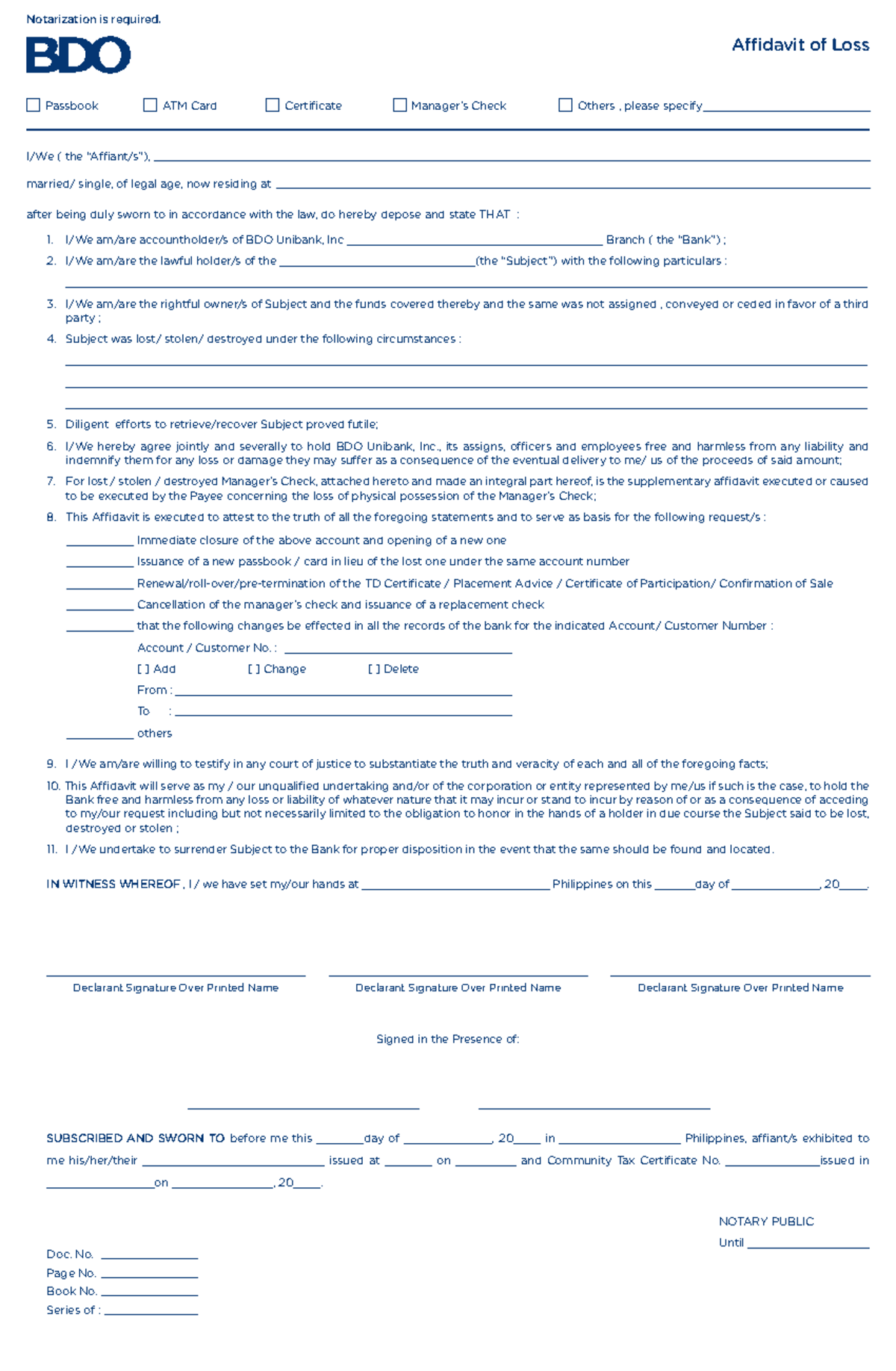 Affidavit Of Loss Atm Card Landbank Template Free - Infoupdate.org