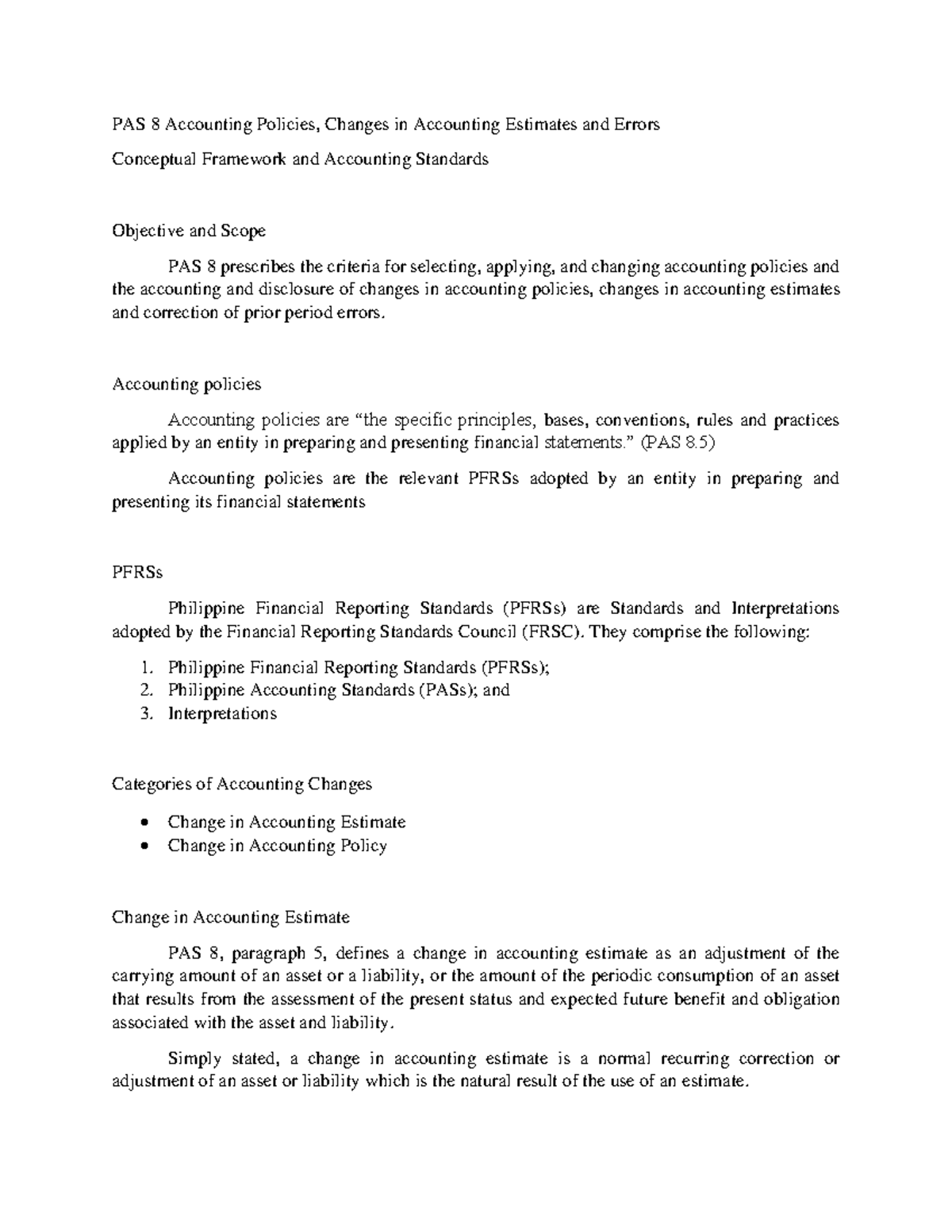 PAS 8: Accounting Policies, Estimates, Errors - Key Concepts Explained ...